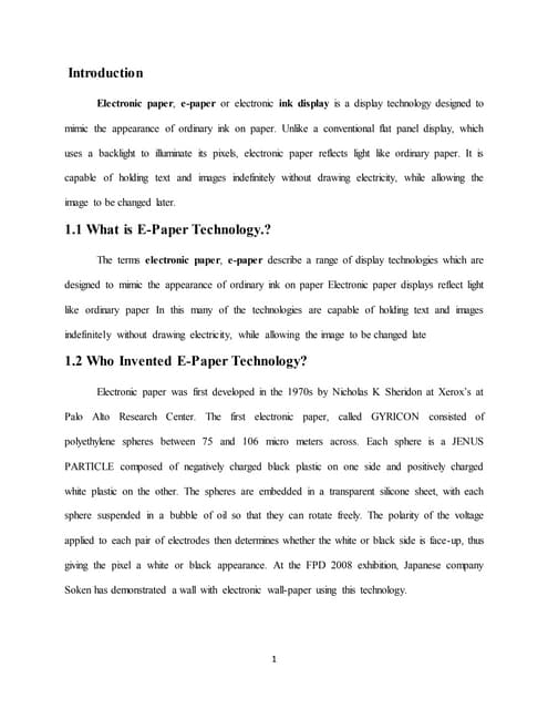 E-paper Technology | PPTX | Desktop Publishing | Computer Software and ...