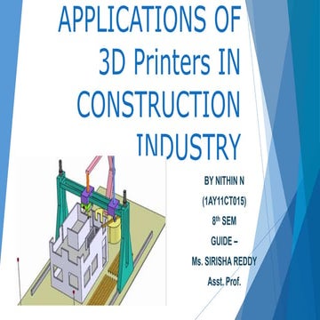 Applications of 3D printers in construction industry - Nithin N | PPTX