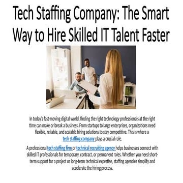 Tech Staffing Company: The Smart Way to Hire Skilled IT Talent Faster ...