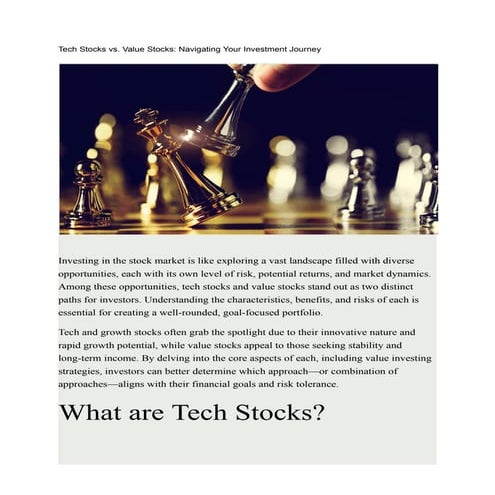 Tech Stocks vs. Value Stocks: Navigating Your Investment Journey ...