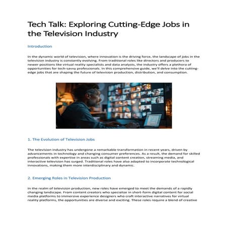 Tech Talk Exploring Cutting-Edge Jobs in the Television Industry | PDF ...
