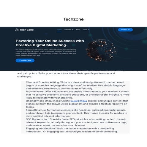 Techzone (2).pdf | Content Production | Hobbies & Interests