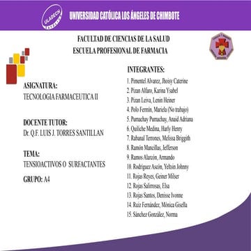 TECNOLOGIA II TENSIOACTIVOS Y SURFACTANTES (CARACTERISTICAS Y ...
