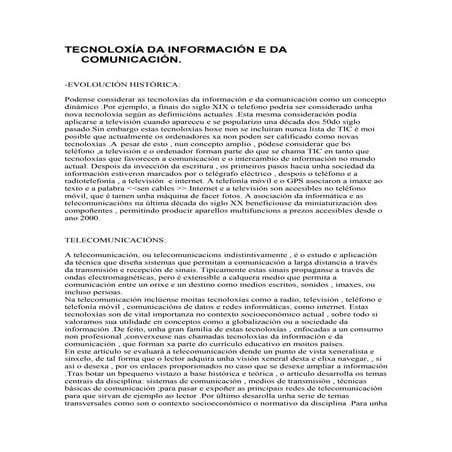 Tecnoloxía da información e da comunicación | DOC