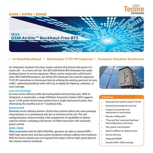 Tecore networks ibssgsm-airsitebts | PDF