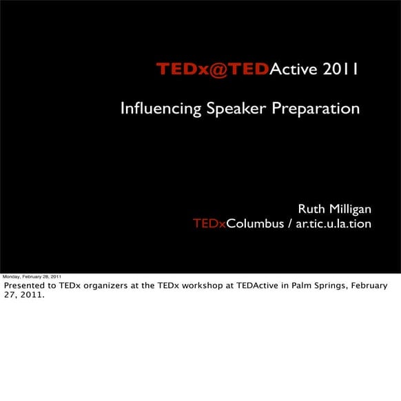 Speaker Preparation: TEDx workshop at TEDActive | PDF