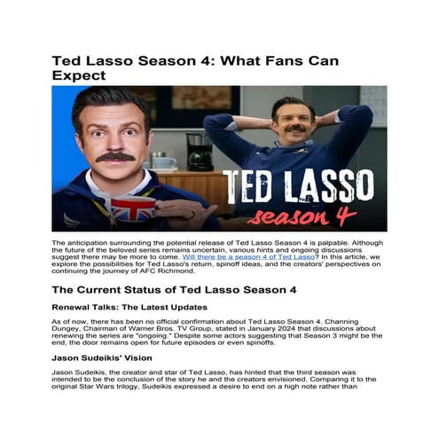 Ted Lasso Season 4: What Fans Can Expect | PDF