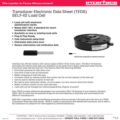 Transducer Electronic Data Sheet (TEDS) | PDF