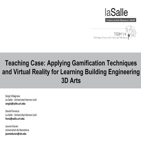 Teaching Case: Applying Gamification Techniques and Virtual Reality for ...