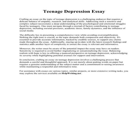 Essay On Teenage Problems. North American University | PDF
