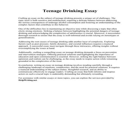 Essay On Binge Drinking. Le Moyne College | PDF