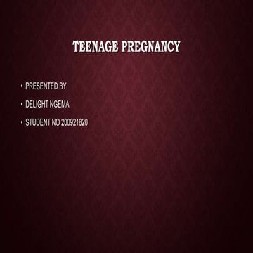 TEENAGE PREGNANCY PPT for youth symposium | PPTX