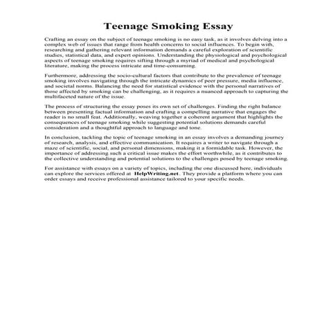 Teenage Smoking Essay | PDF