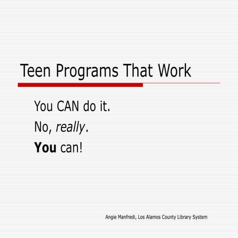 Teen Library Programs, Yes You Can | PPT