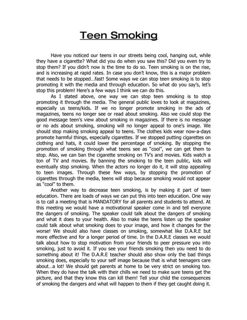 Teen Smoking Essay | PDF