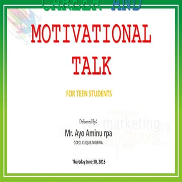 Teen Students Career and Motivational Talk | PPTX