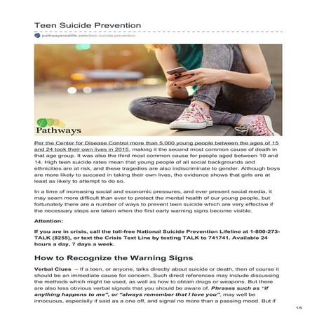 Teen suicide prevention | PDF