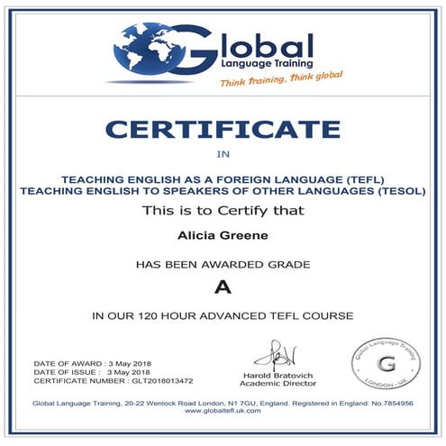 Tefl/Tesol certificate | PDF