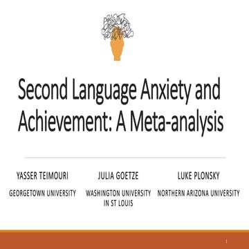 Second Language Anxiety and Achievement: A Meta-analysis | PPTX