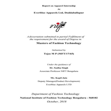 Tejas krishna_apparel_internship_report | PDF
