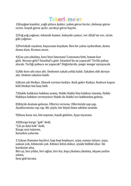 Tekerlemeler | DOCX