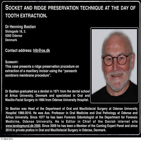 Teknik til bevarelse af marginal knogle før implantatbehandling | PDF