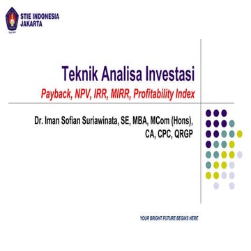 Teknik Analisa Investasi_Payback, NPV, Profitability Index & IRR.pdf