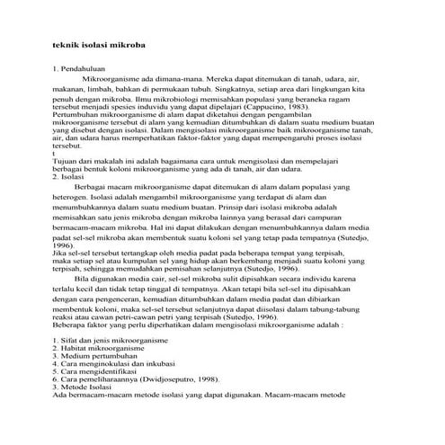 Isolasi dan morfologi koloni bakteri | DOC