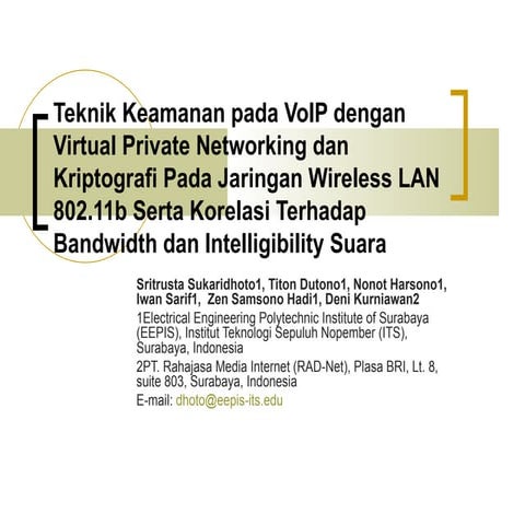 Teknik keamanan pada vo ip dengan virtual private networking | PPT