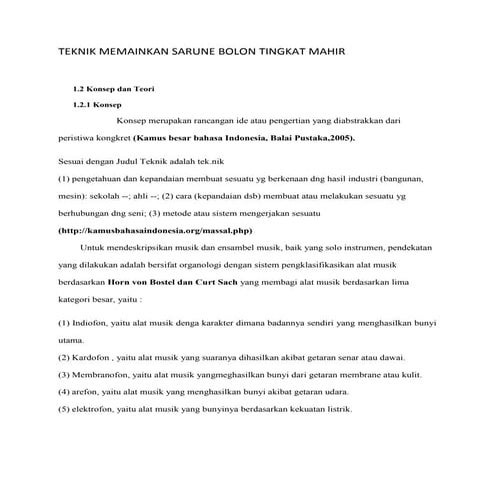 Teknik memainkan sarune bolon tingkat mahir | DOCX