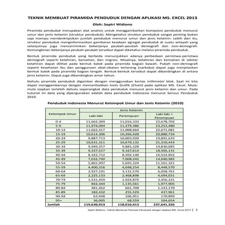 Teknik membuat piramida penduduk dengan excel | PDF