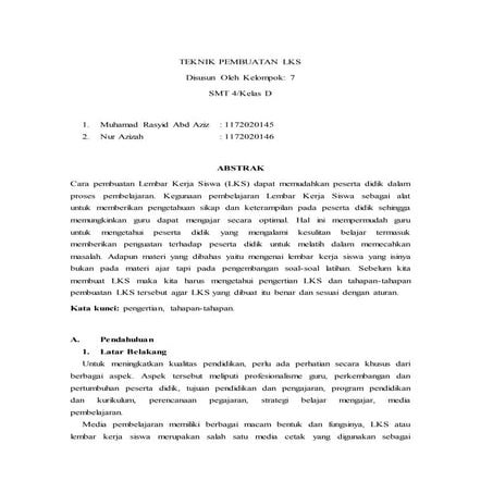 Teknik pembuatan lks kel.7 | DOCX