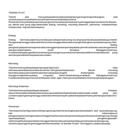 Teknik plot novel ting 1,2 &3 | DOCX