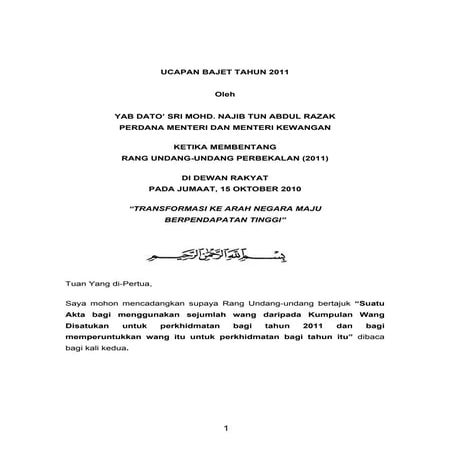 Teks bajet 2011 | PDF