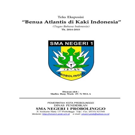 Teks Eksposisi - Benua Atlantis di Kaki Indonesia | DOCX