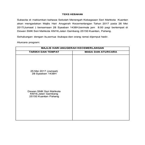 Teks hebahan | DOCX