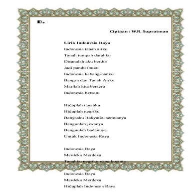 Teks lagu indonesia raya | DOC
