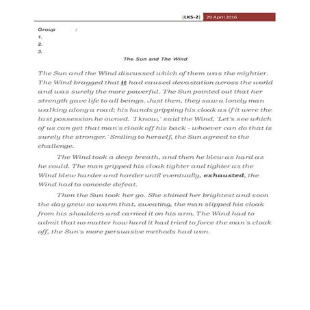 The Sun and The Wind | PDF