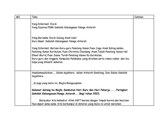 Teks MC: Majlis Penutupan Transisi | DOCX