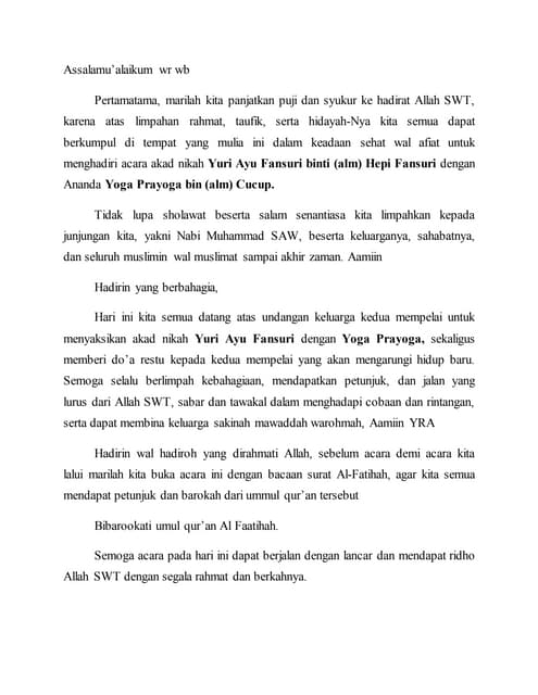 Teks emcee majlis nikah | PDF