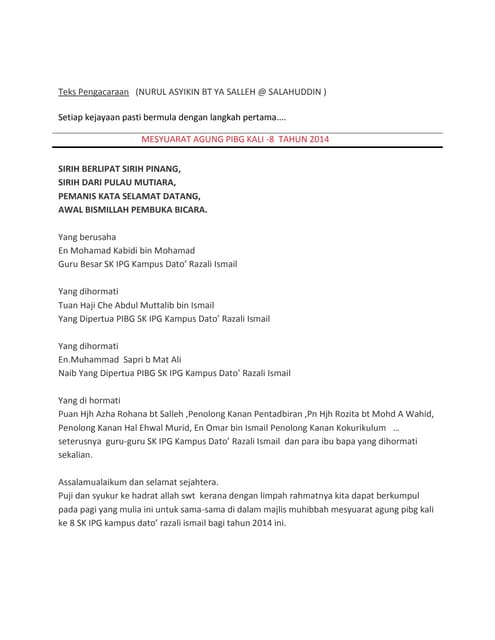 Teks pengacara majlis formal