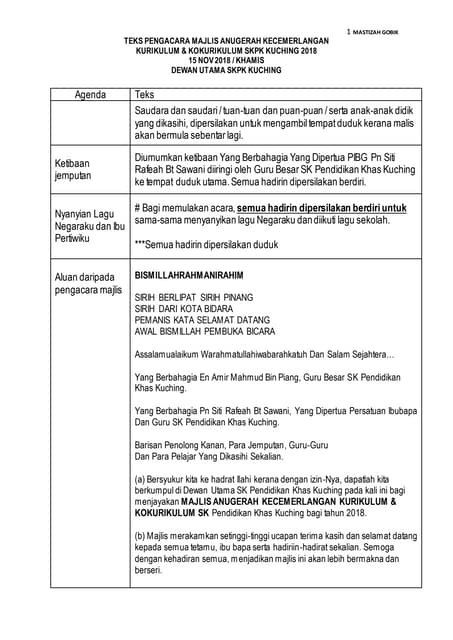 Teks MC: Majlis Penutupan Transisi | DOCX