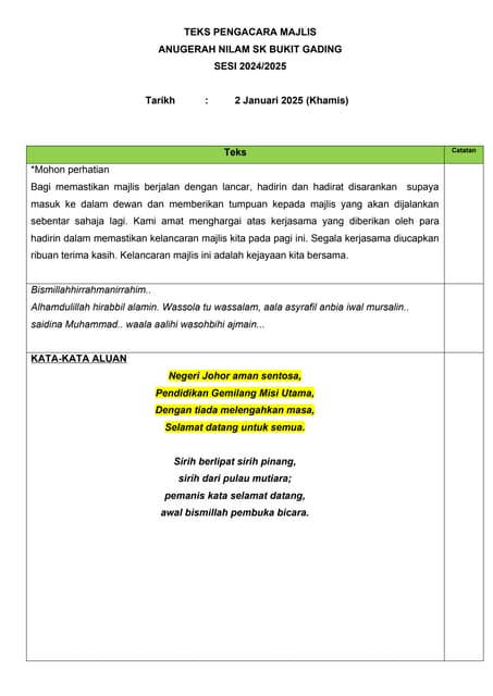 TEKS PENGACARA MAJLIS, MAJLIS GRADUASI DAN APRESIASI TAHUN 2023 | DOCX