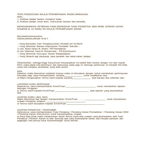 Teks pengacara majlis formal | PDF