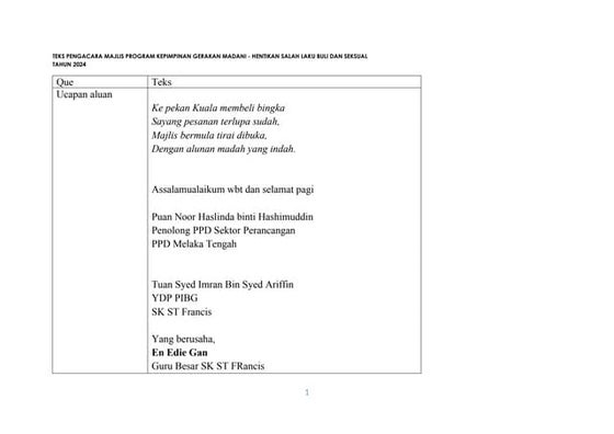 Teks MC: Majlis Penutupan Transisi | DOCX