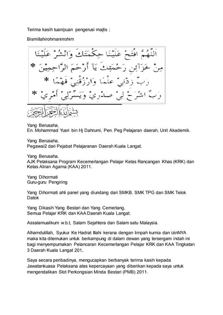 Contoh surat rasmi | PDF