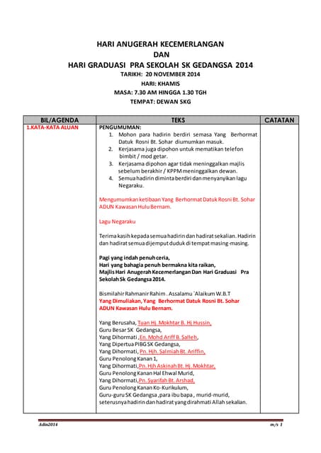 TEKS PENGACARA MAJLIS, MAJLIS GRADUASI DAN APRESIASI TAHUN 2023 | DOCX