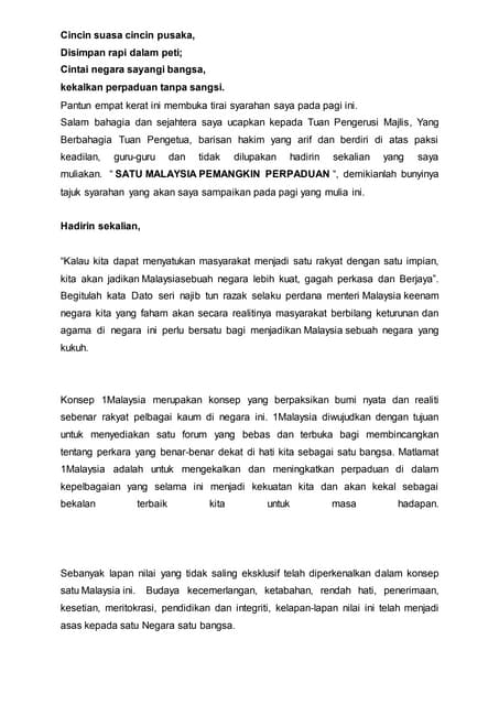 Skrip pidato 'memartabatkan bahasa melayu' | DOCX