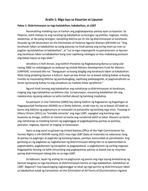 Diskriminasyon sa mga Lalaki, Babae at LGBT.pptx