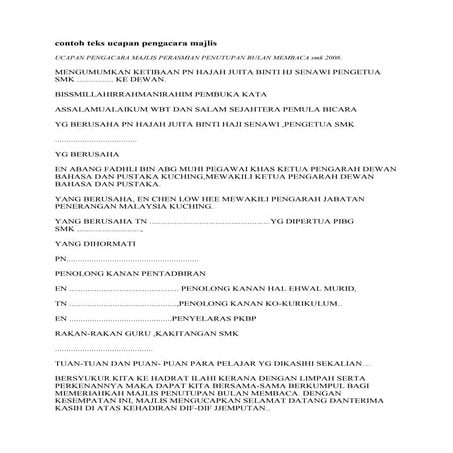 Teks pengacara majlis formal | PDF